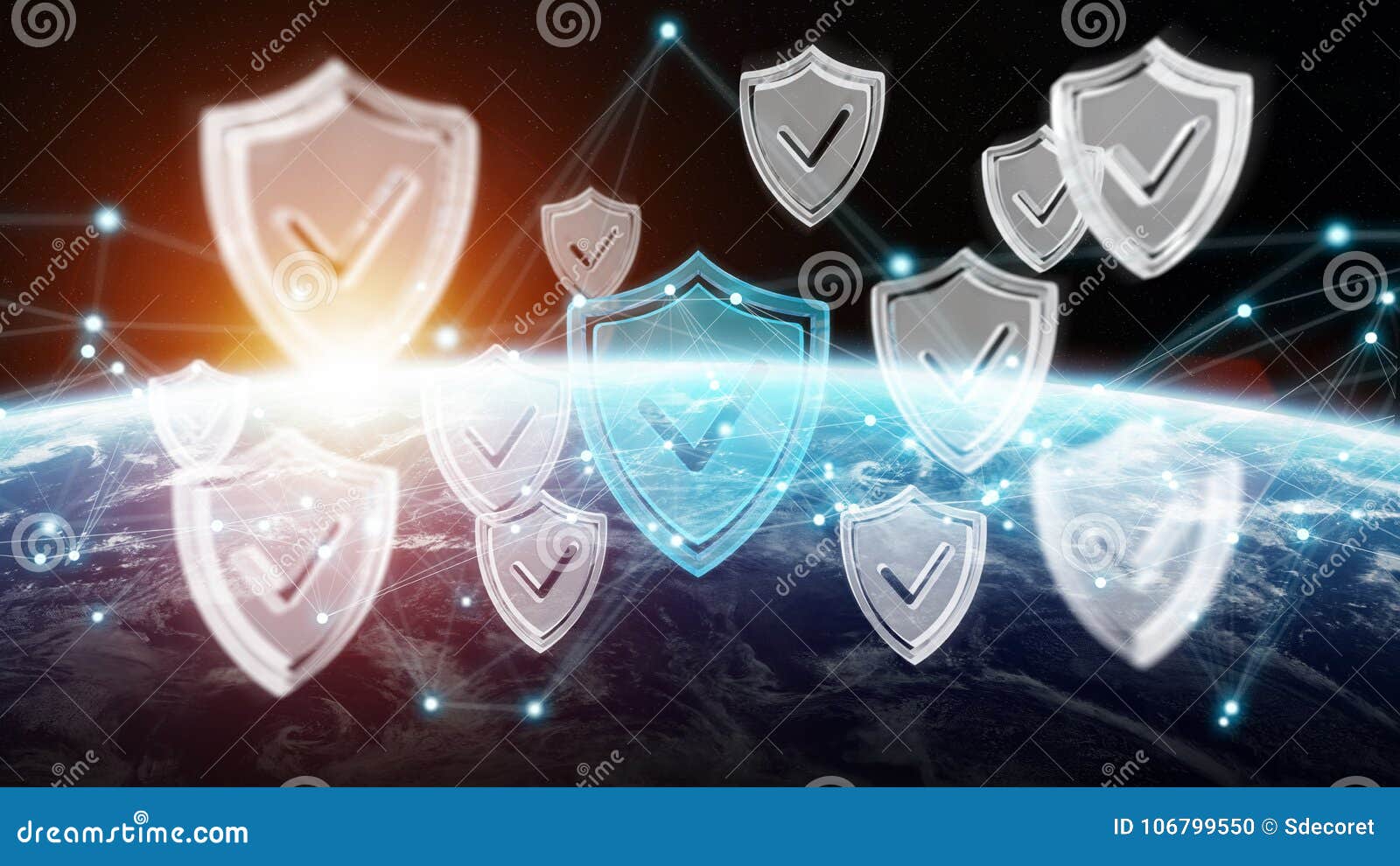Cyber Security on Planet Earth 3D Rendering Stock Illustration ...