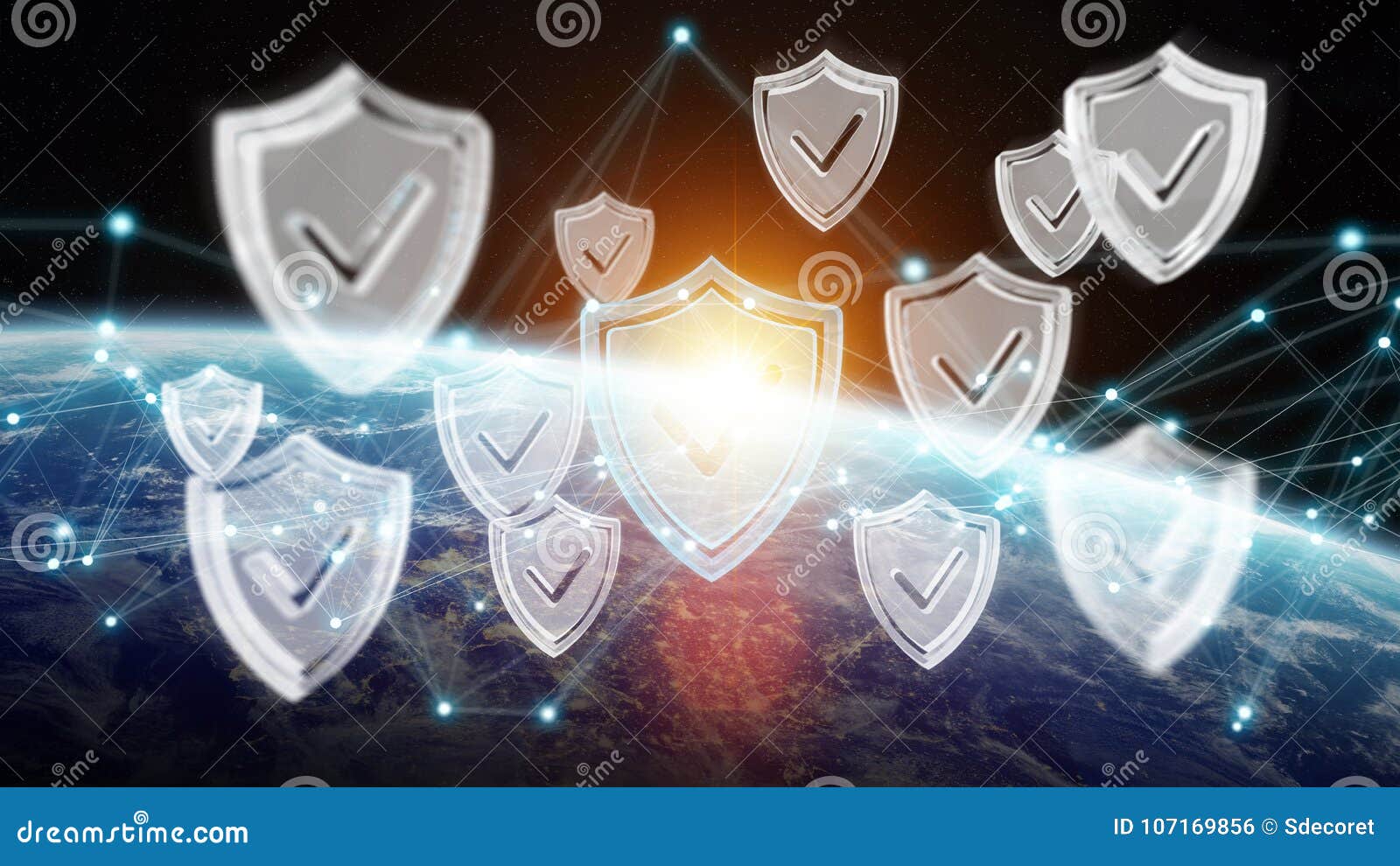 Cyber Security on Planet Earth 3D Rendering Stock Illustration ...