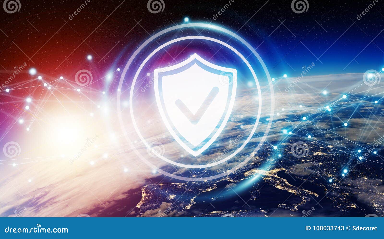 Cyber Security on Planet Earth 3D Rendering Stock Illustration ...