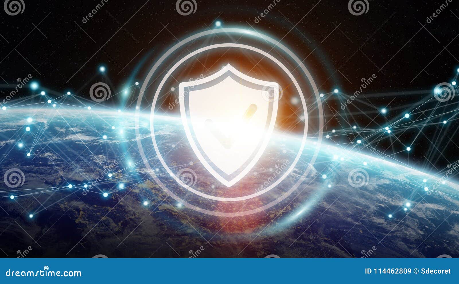 Cyber Security on Planet Earth 3D Rendering Stock Illustration ...
