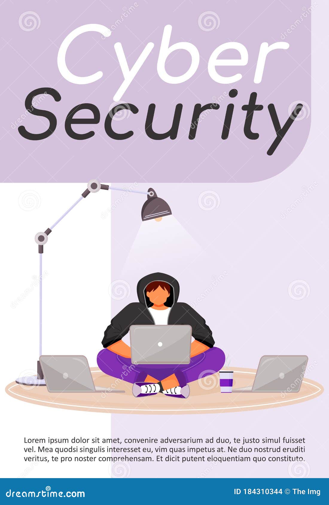 Cyber Security Poster Flat Vector Template Stock Vector - Illustration ...