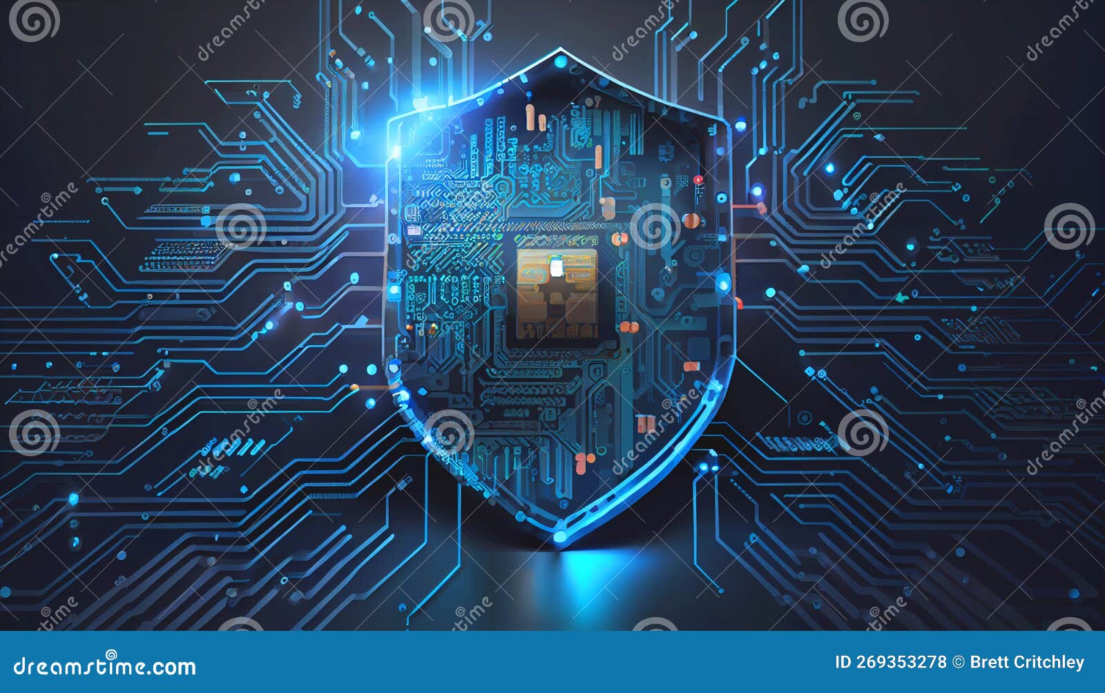 Cyber Security Protect Privacy Circuit Board Secure Shield Stock Photo ...