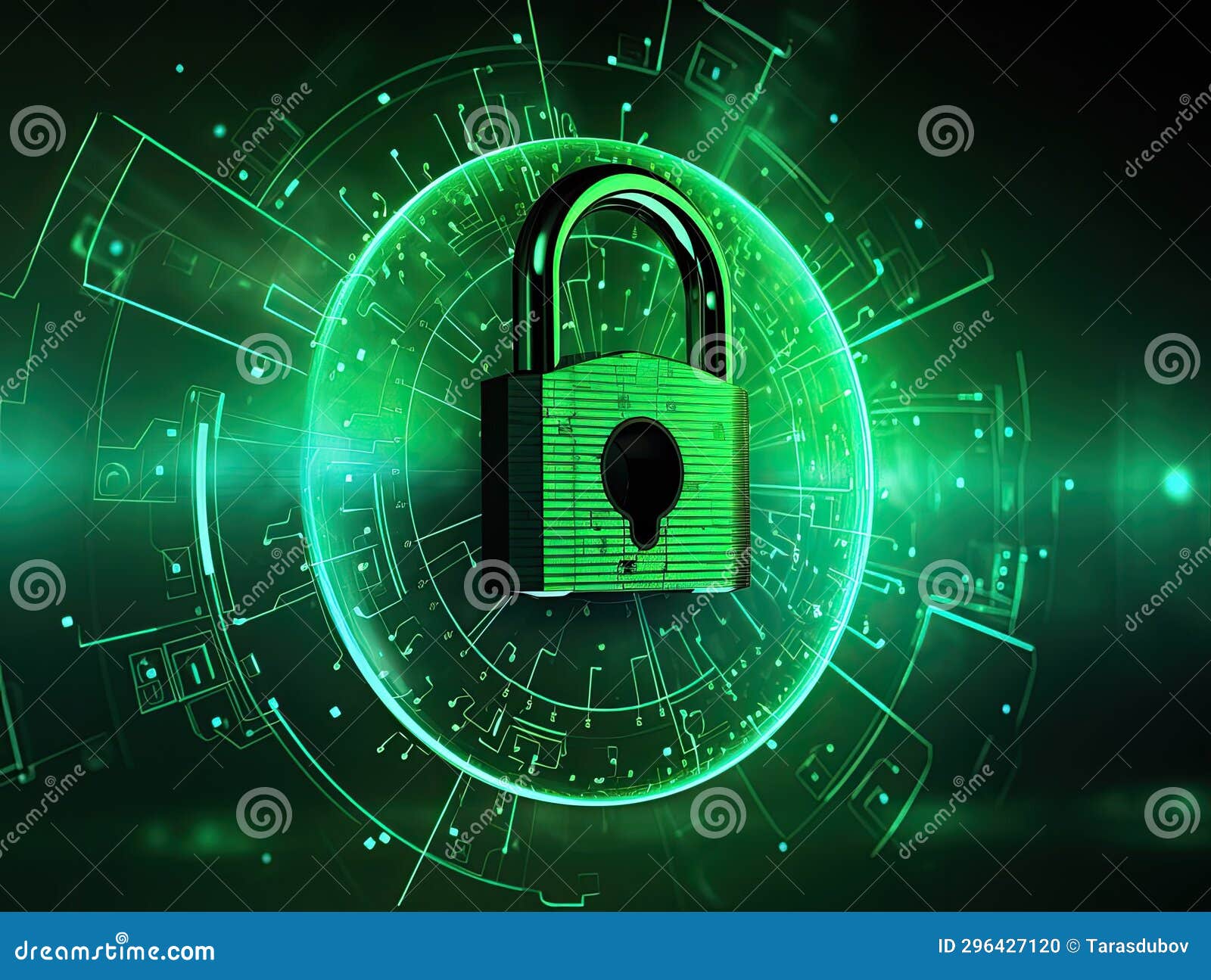 Cyber Security Protection. Green Padlock, Digital Safety in Cyberspace ...