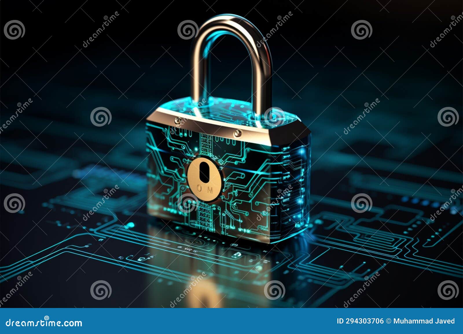 Cyber Security is Represented by the Symbolic Shape of a Padlock Stock ...