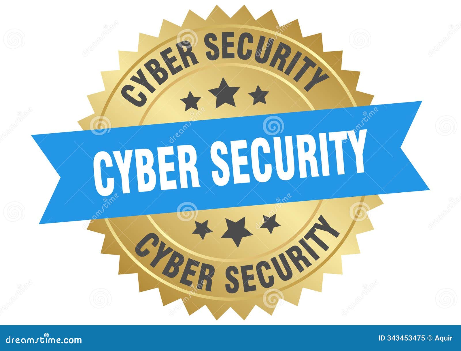 Cyber Security. Cyber Security Round Blue and Gold Label Isolated on ...