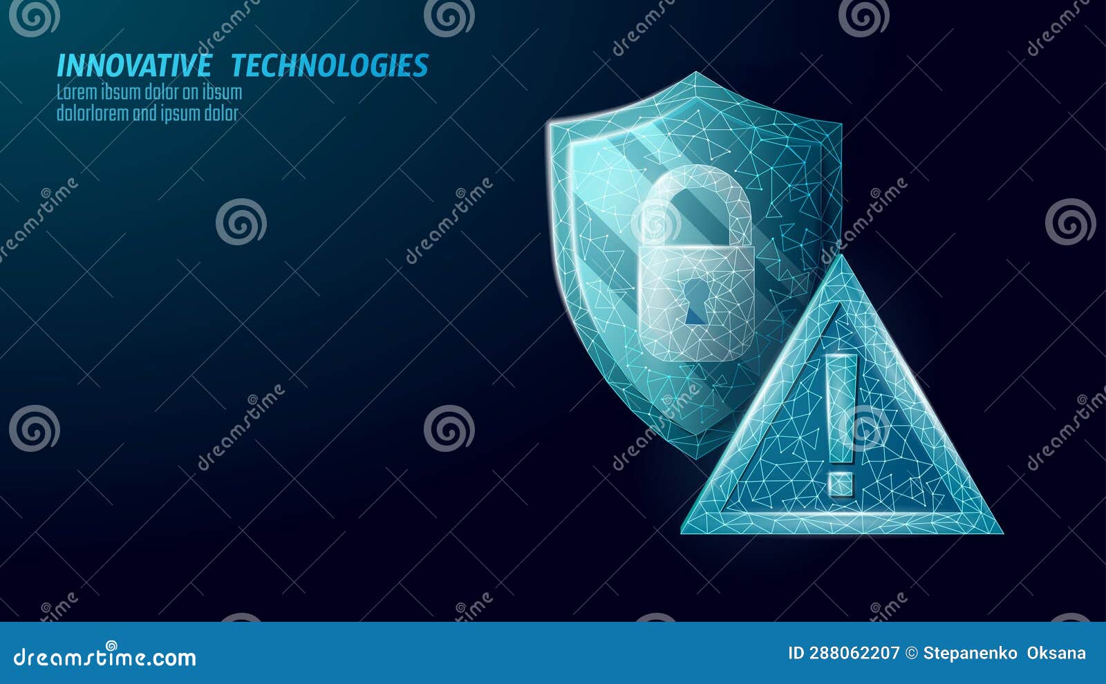 Cyber Security Safety Shield Low Poly Exclamation Point. Polygonal ...