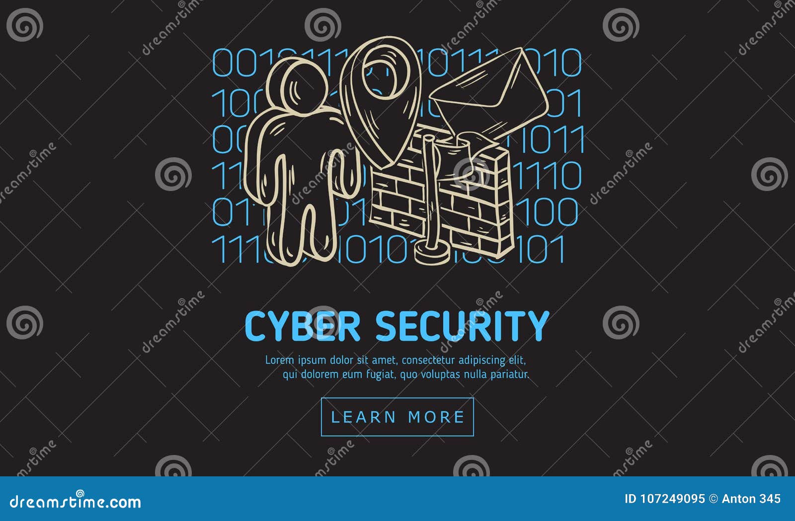 Cyber Security Safety Web Design with Related Icons on a Binary Code ...