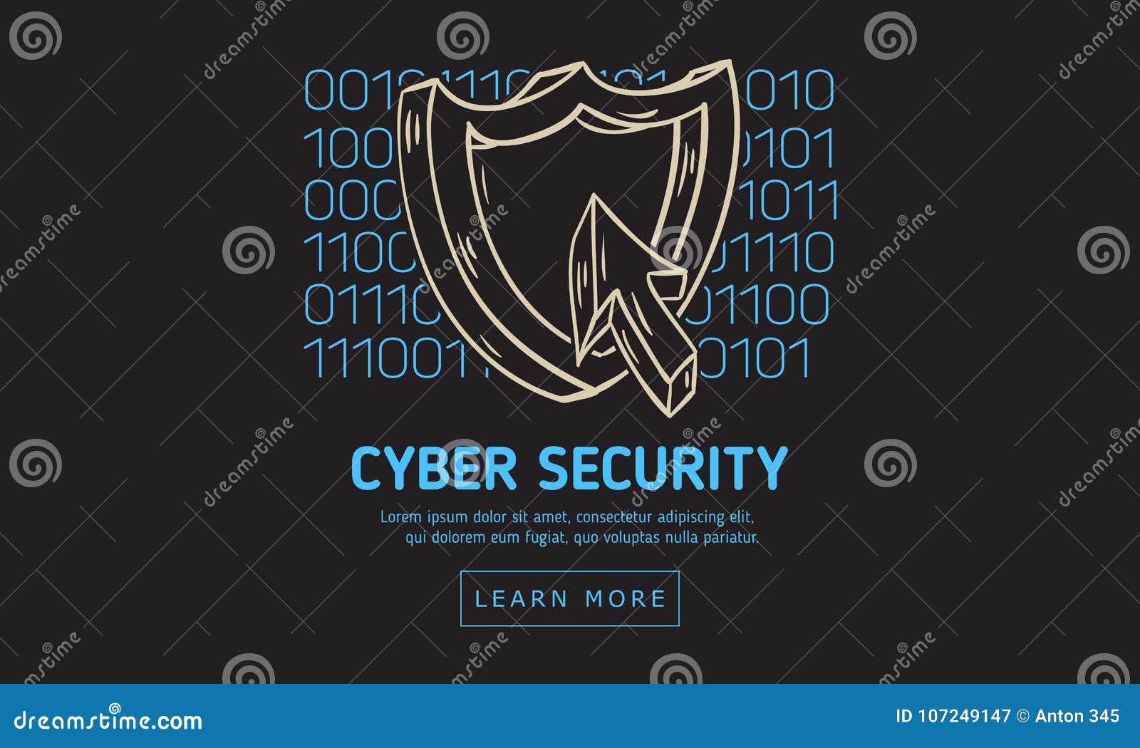 Cyber Security Safety Web Design with a Shield and a Cursor Icons on a ...