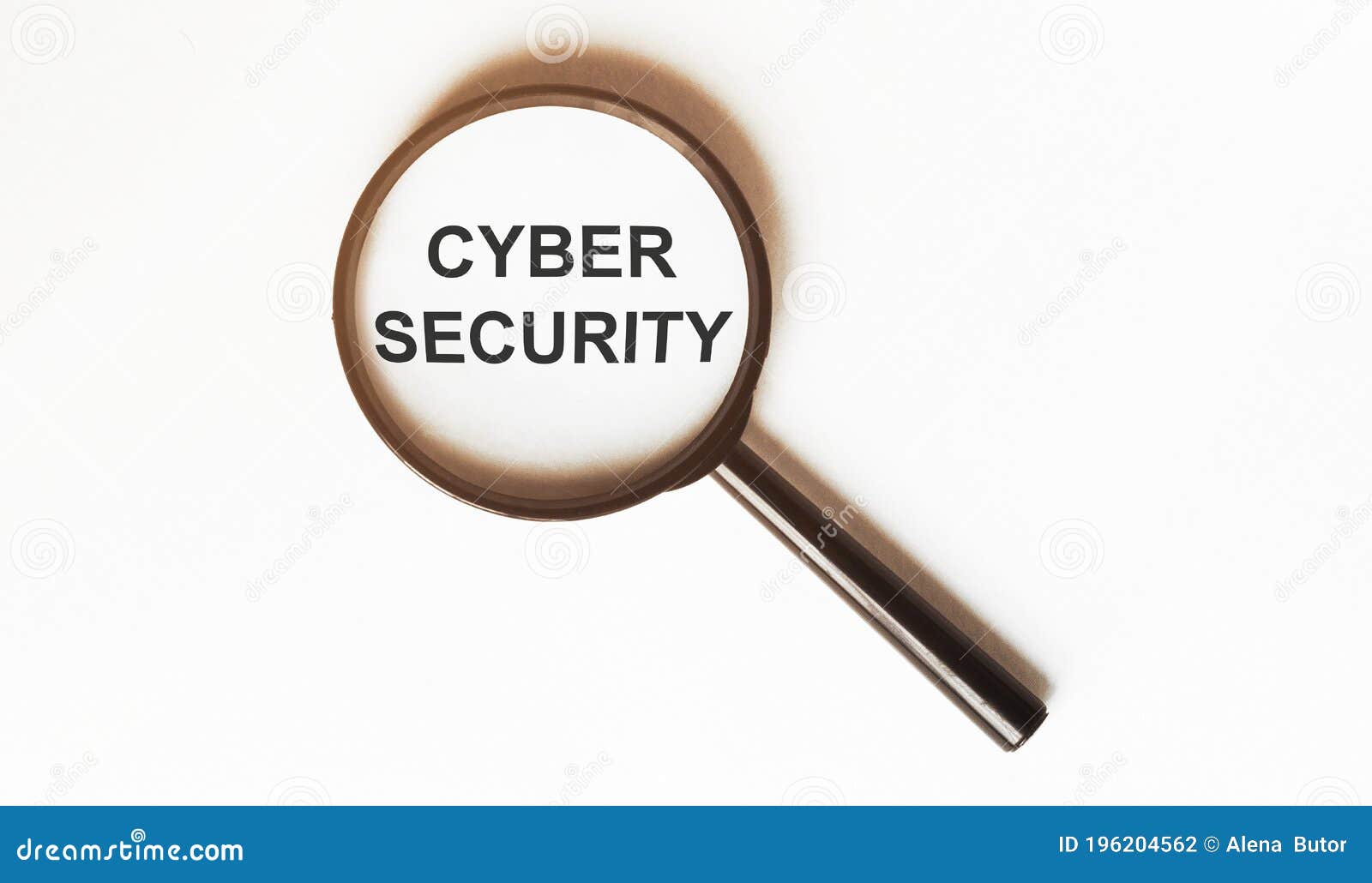 Cyber Security on a Sheet Under a Magnifying Glass Stock Photo - Image ...