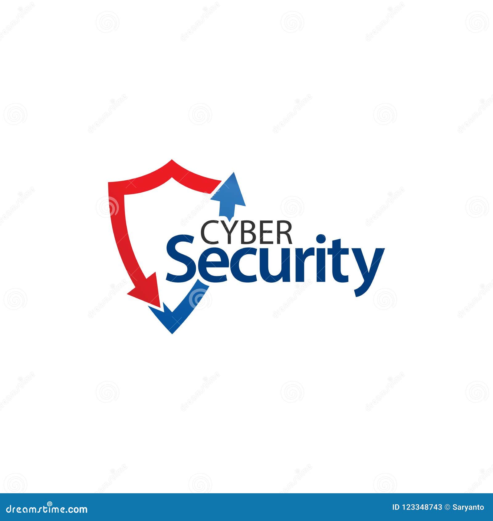 Cyber Security with Shield Icon. Flat Vector Illustration on White ...