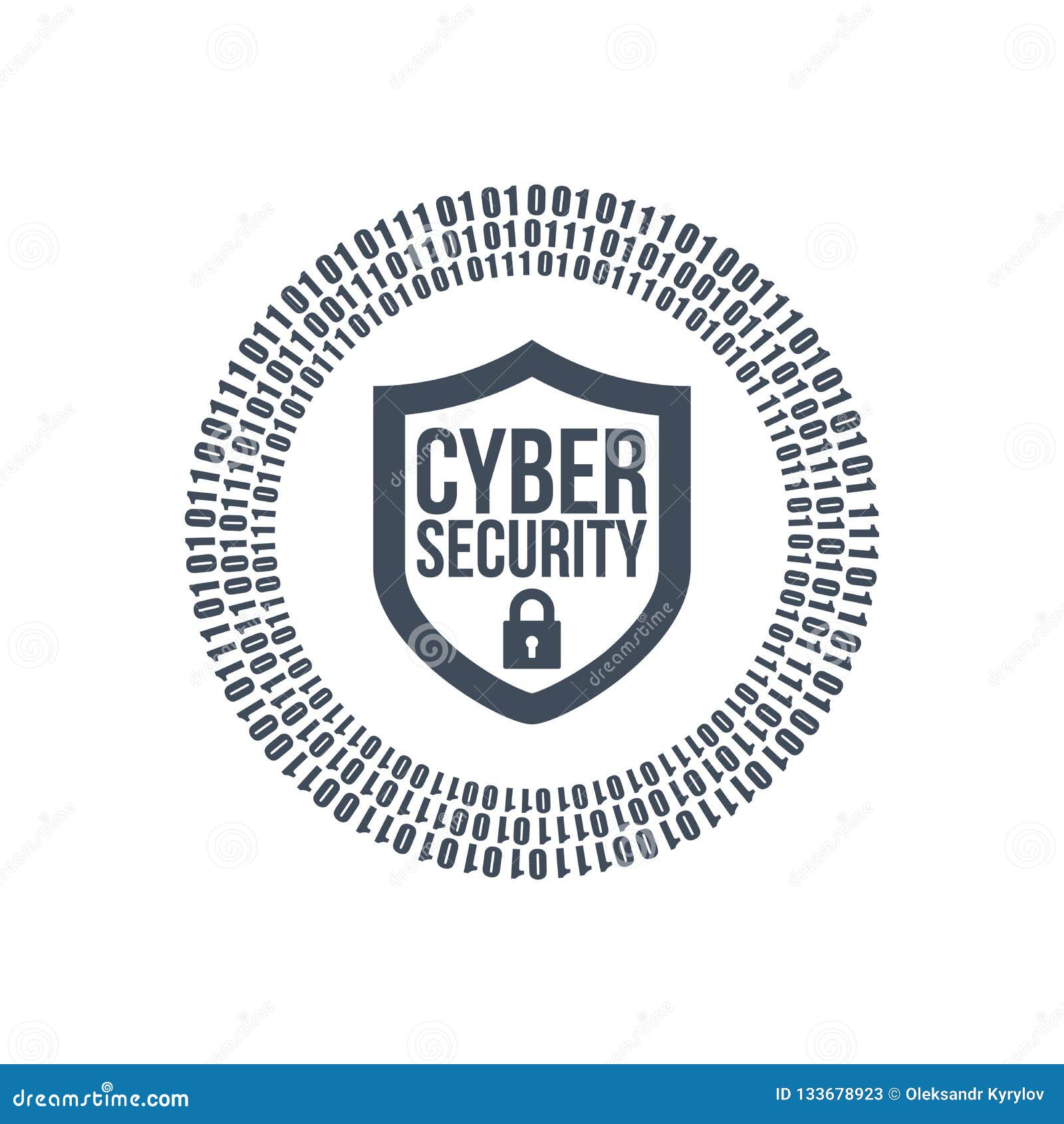 Cyber Security Shield Icon or Logo. Binary Digital Circles and Lock ...