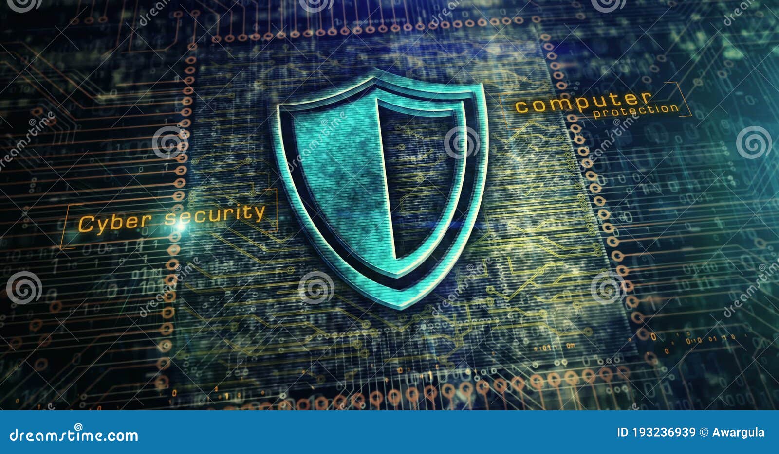 Cyber Security with Shield Metal Symbol Digital Animation Stock Video ...