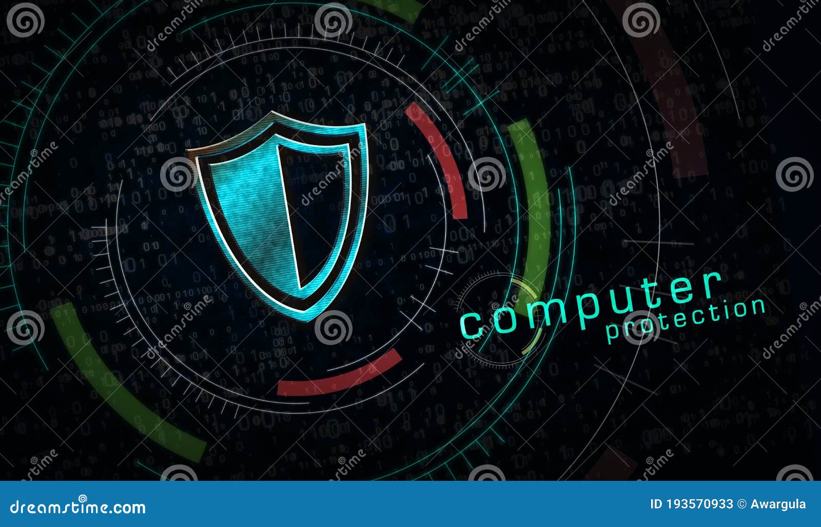 Cyber Security with Shield Metal Symbol Digital 3d Illustration Stock ...