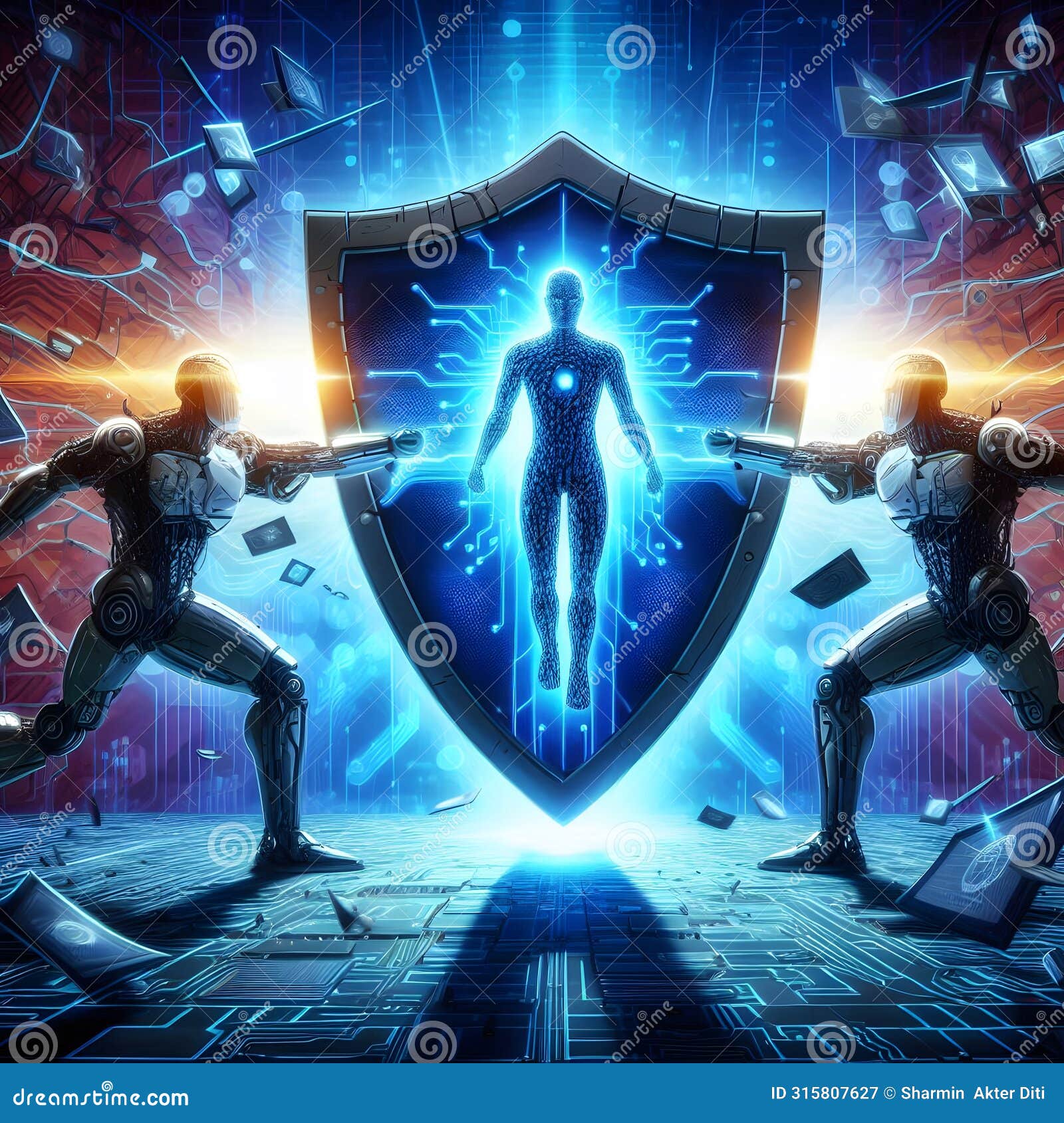 Cyber Security Shield Protecting an Electronic Circuit As a 3D ...