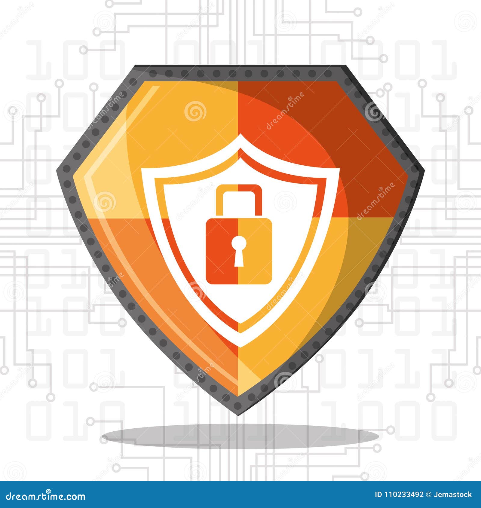 Cyber Security Shield Protection Padlock Data Stock Vector