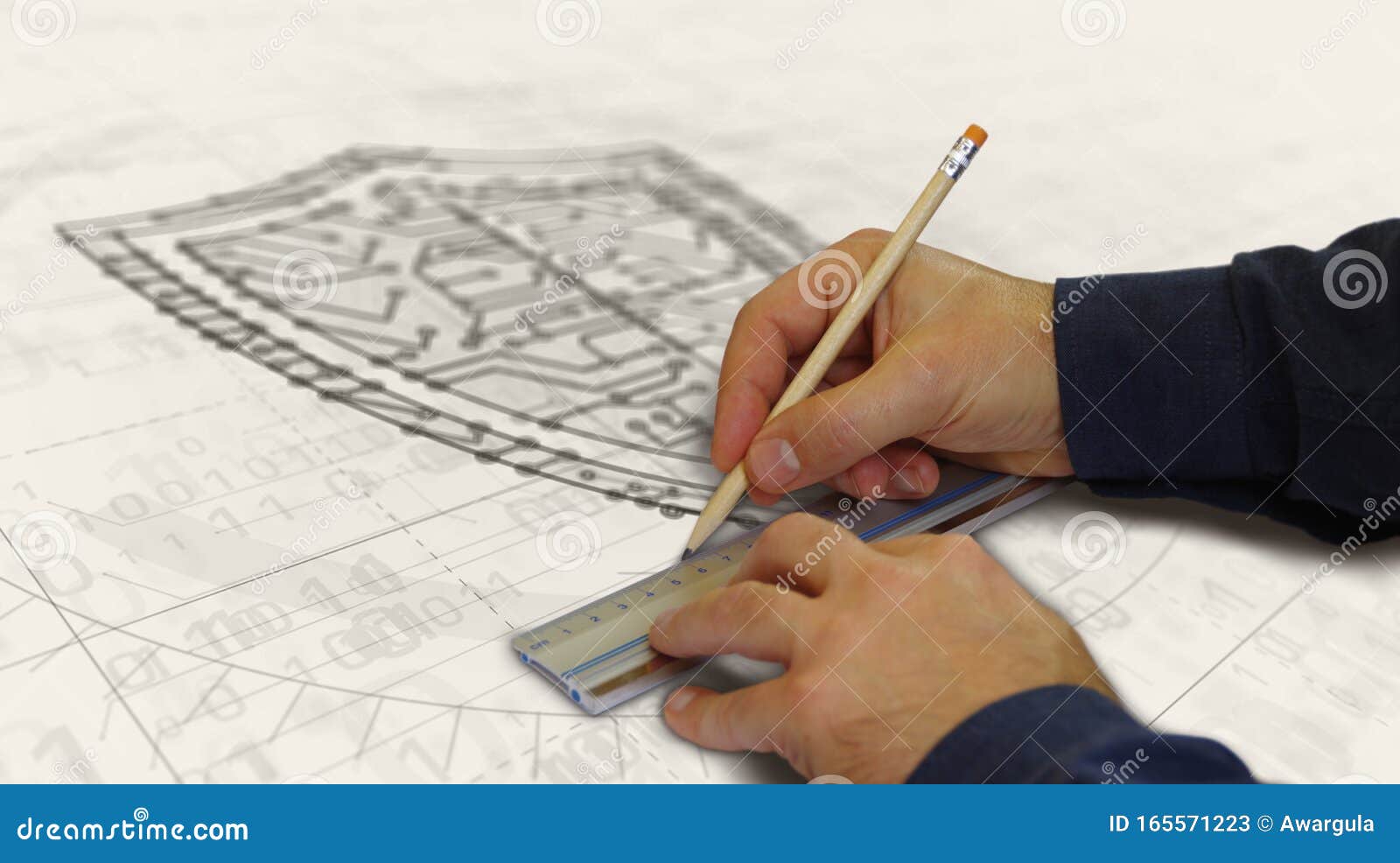 Cyber Security With Shield Symbol Futuristic Sketch Royalty-Free ...