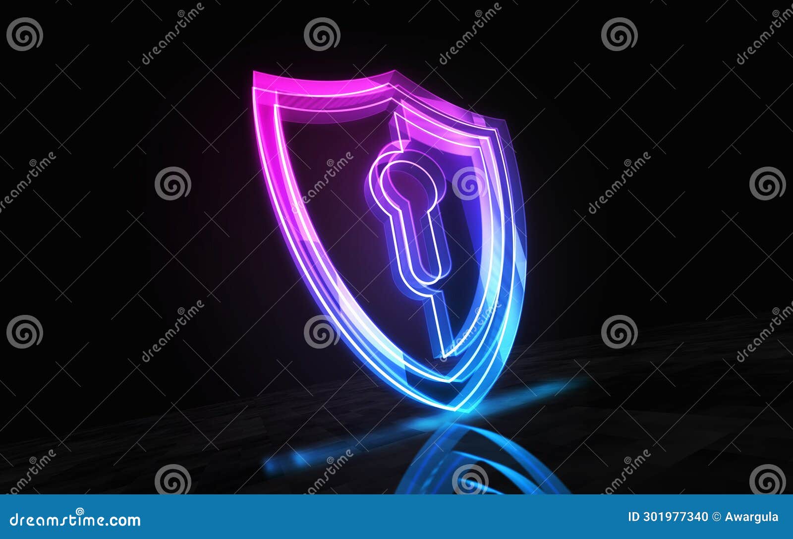 Cyber Security with Shield Symbol Glass 3d Object Illustration Stock ...