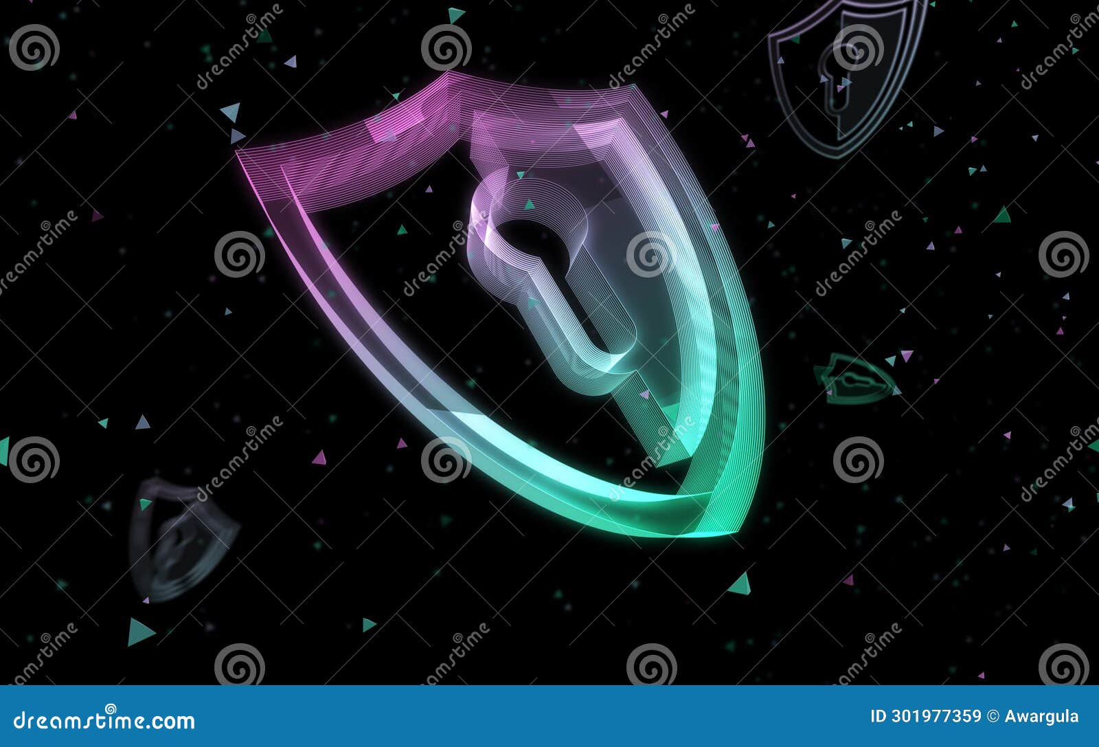 Cyber Security with Shield Symbol Glass 3d Object Illustration Stock ...