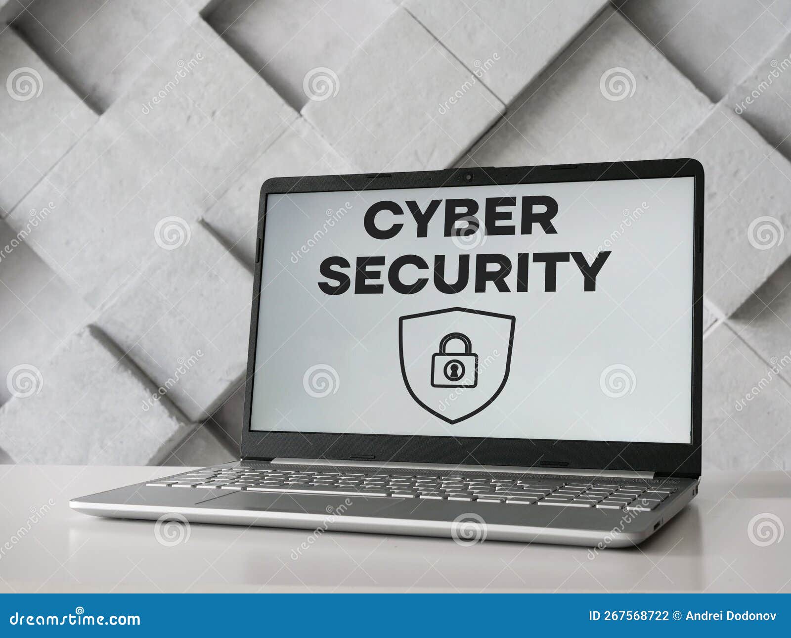 Cyber Security is Shown Using the Text on the Screen of Laptop Stock ...