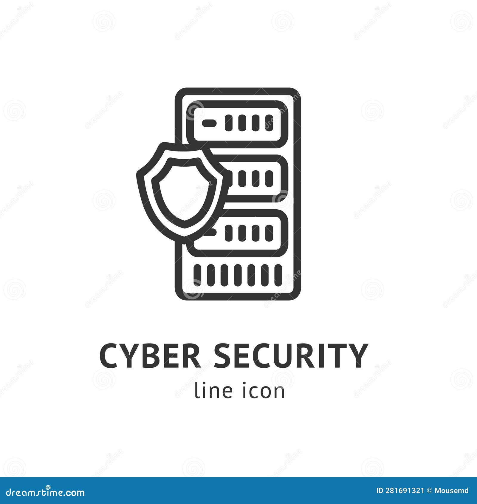 Cyber Security Sign Thin Line Icon Emblem Concept. Vector Stock Vector ...