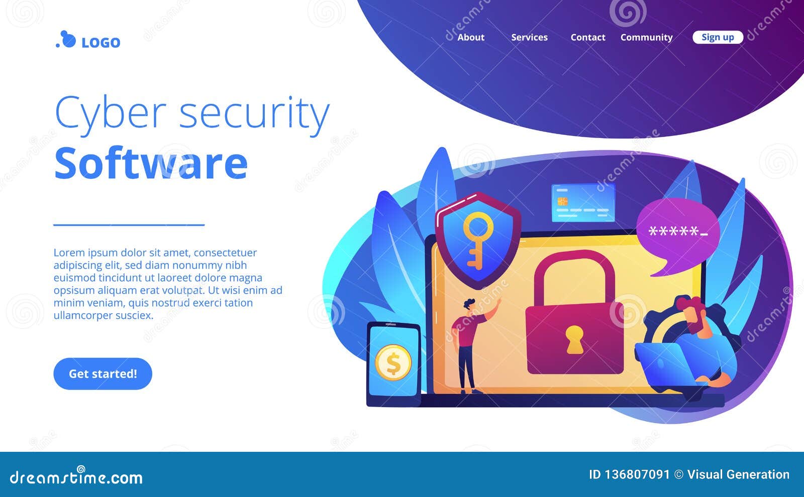 Cyber Security Software Concept Landing Page. Stock Vector ...