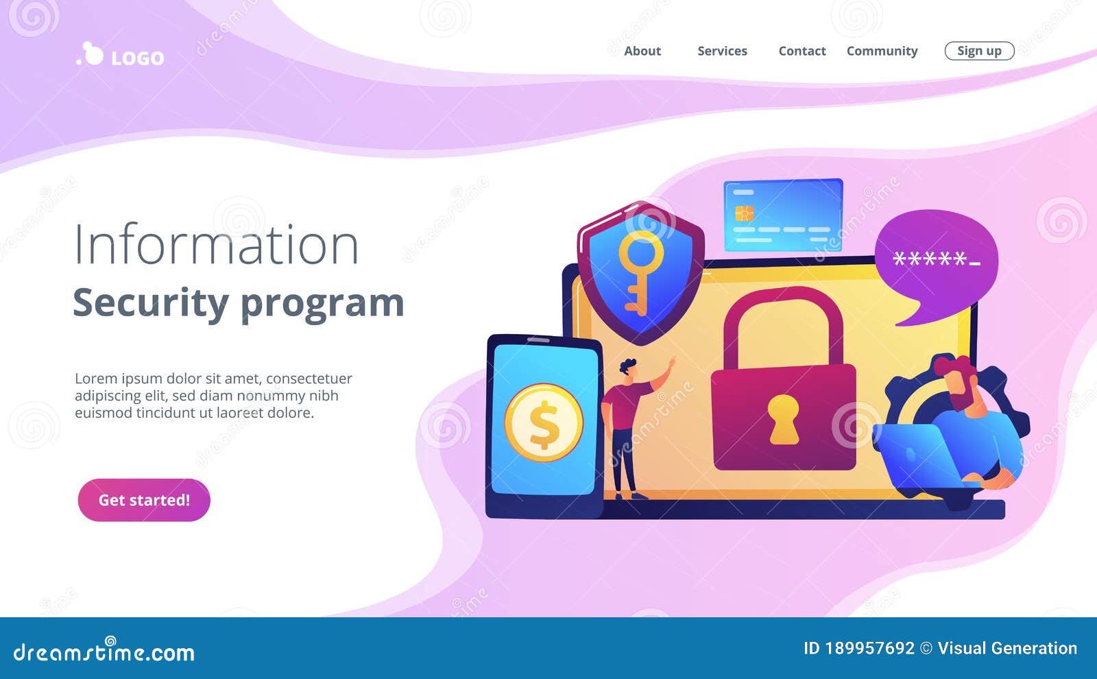 Cyber Security Software Concept Landing Page. Stock Vector ...