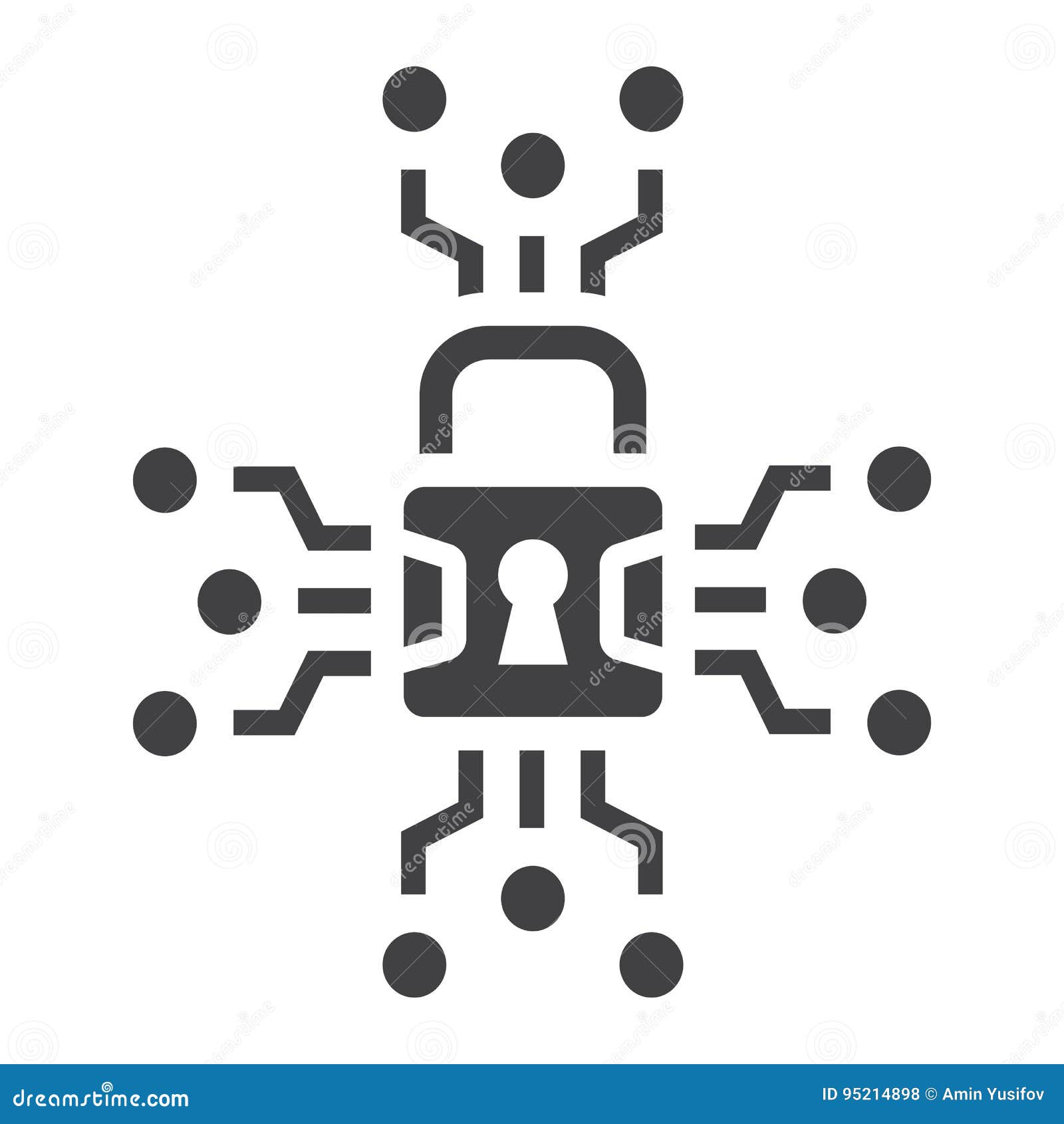 Cyber Security Solid Icon, Padlock and Security Stock Vector ...