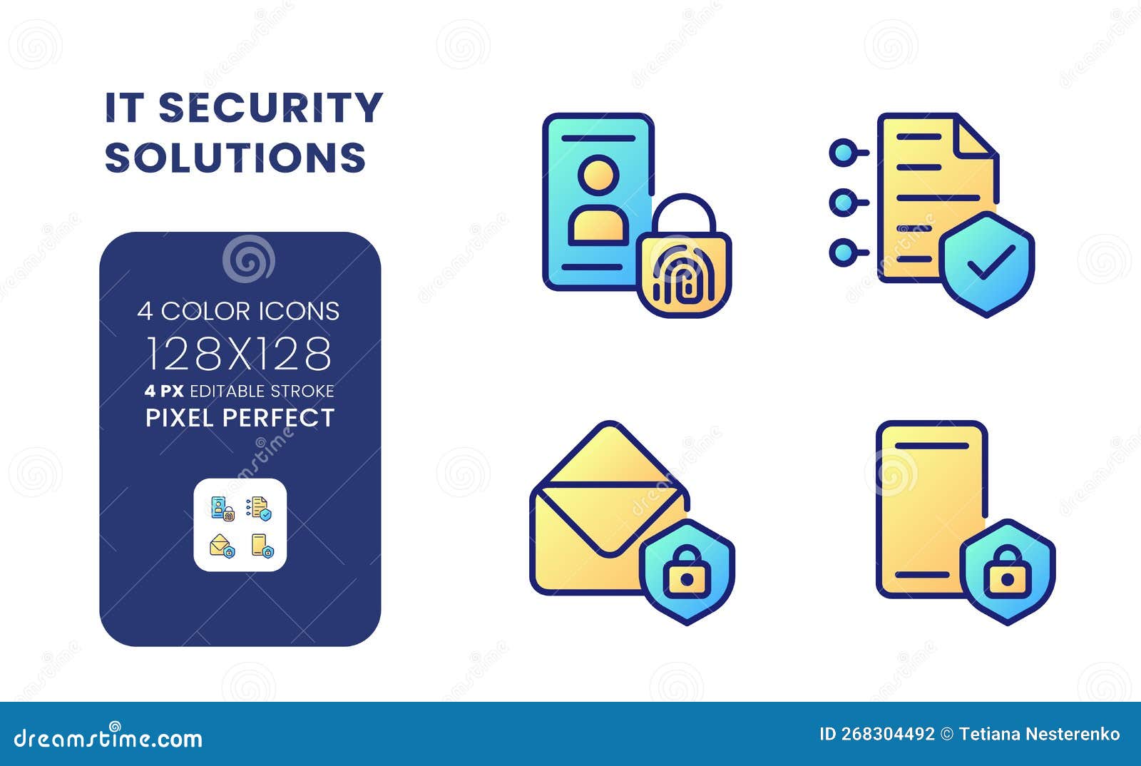 Cyber Security Solutions Gradient Fill Desktop Icons Stock Vector - Illustration of gradient ...