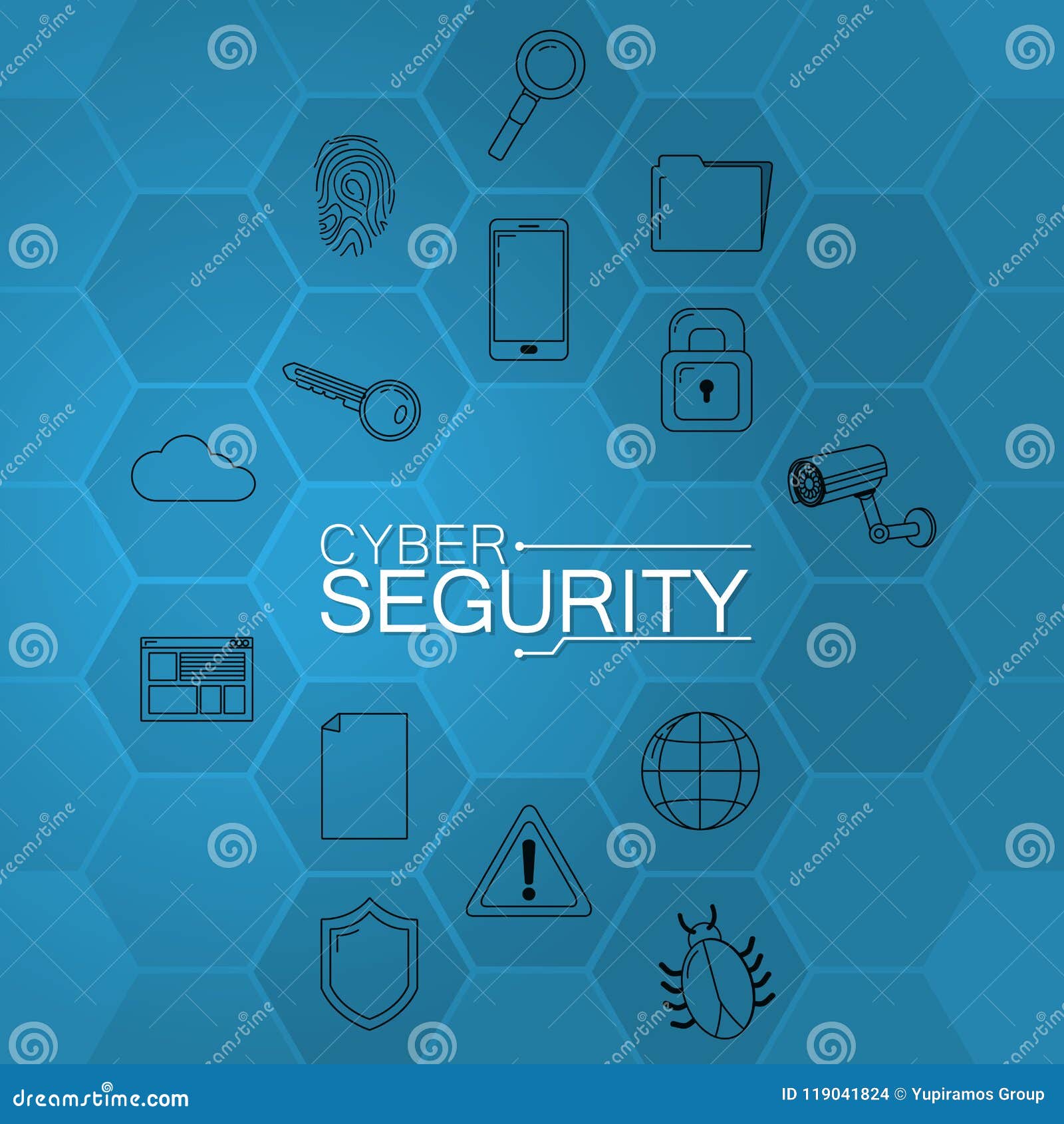 Cyber security concept stock vector. Illustration of computer - 119041824