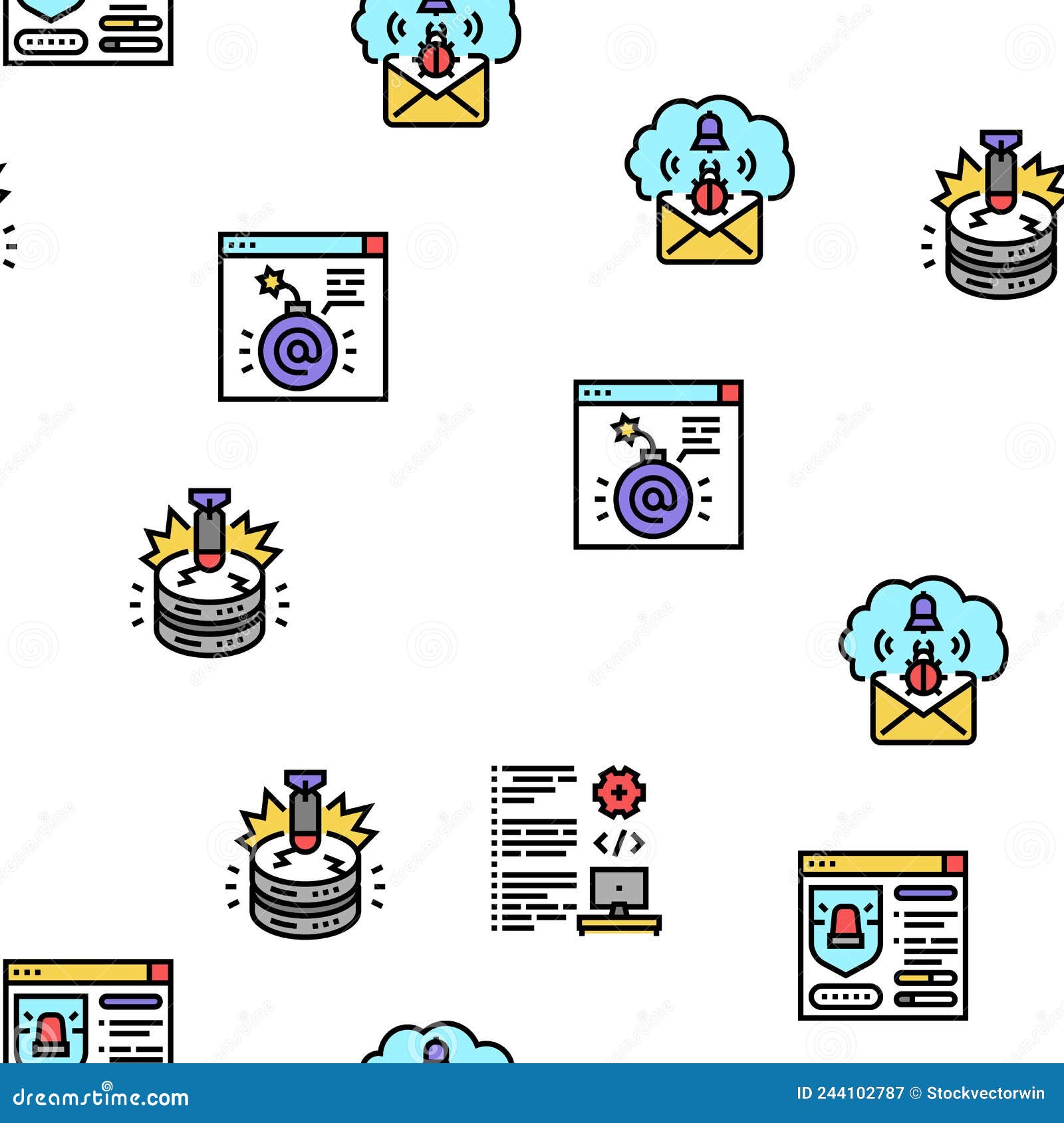 Cyber Security System Technology Vector Seamless Pattern Stock Vector ...