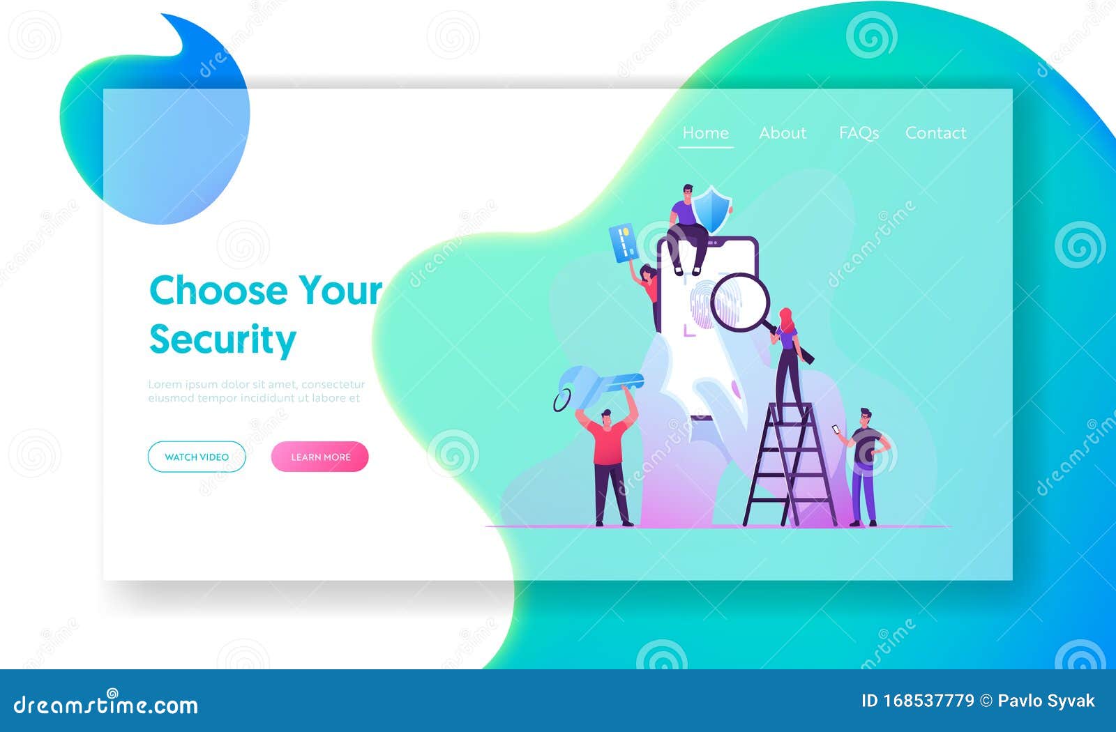 Cyber Security Technologies Website Landing Page. Fingerprint Scanning ...