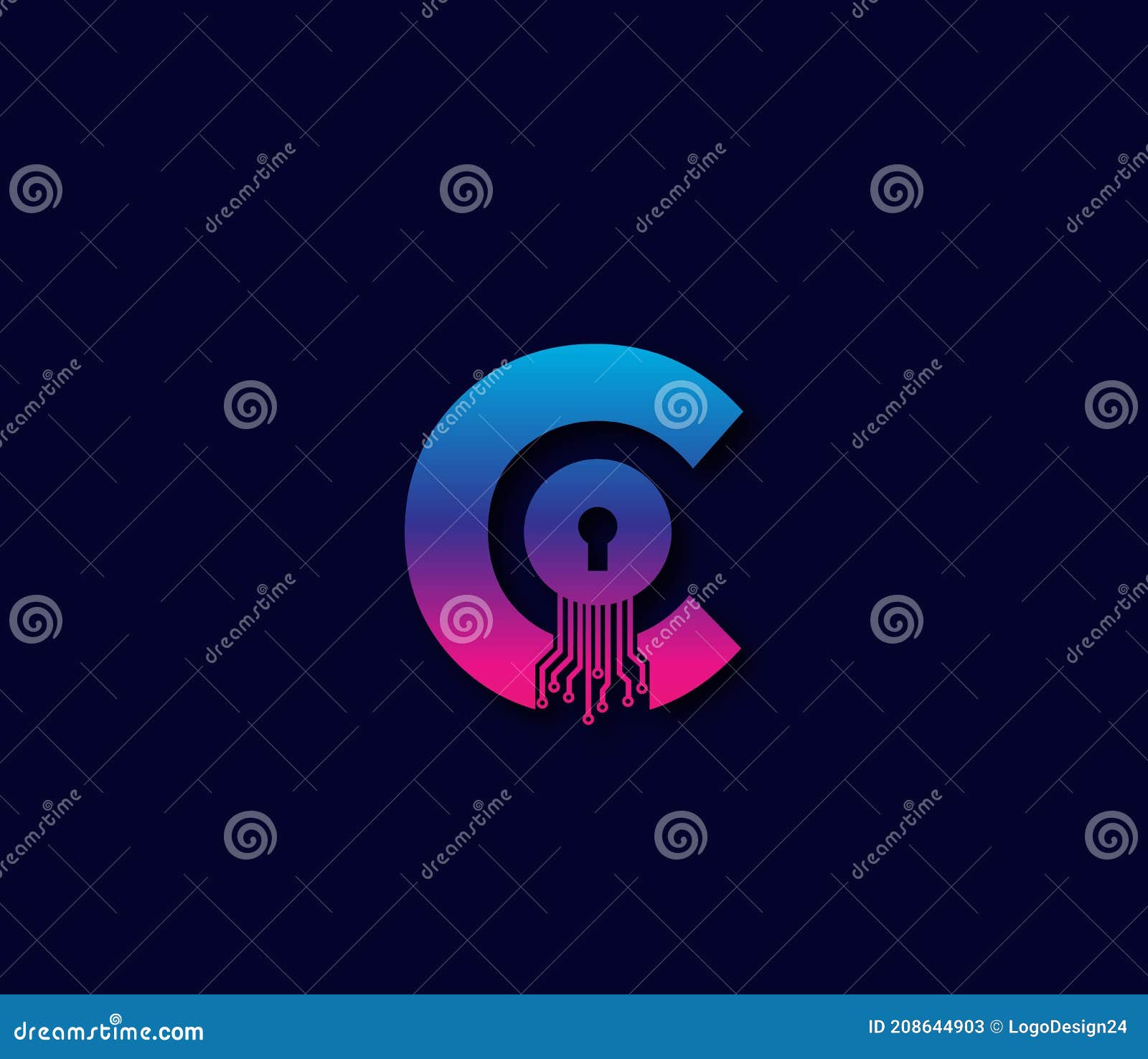 C Cyber Security Technology Logo Design Concept Stock Vector ...
