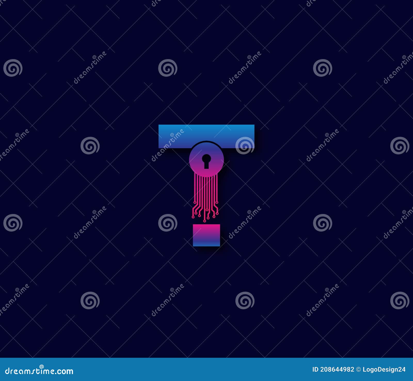 T Cyber Security Technology Logo Design Concept Stock Vector ...
