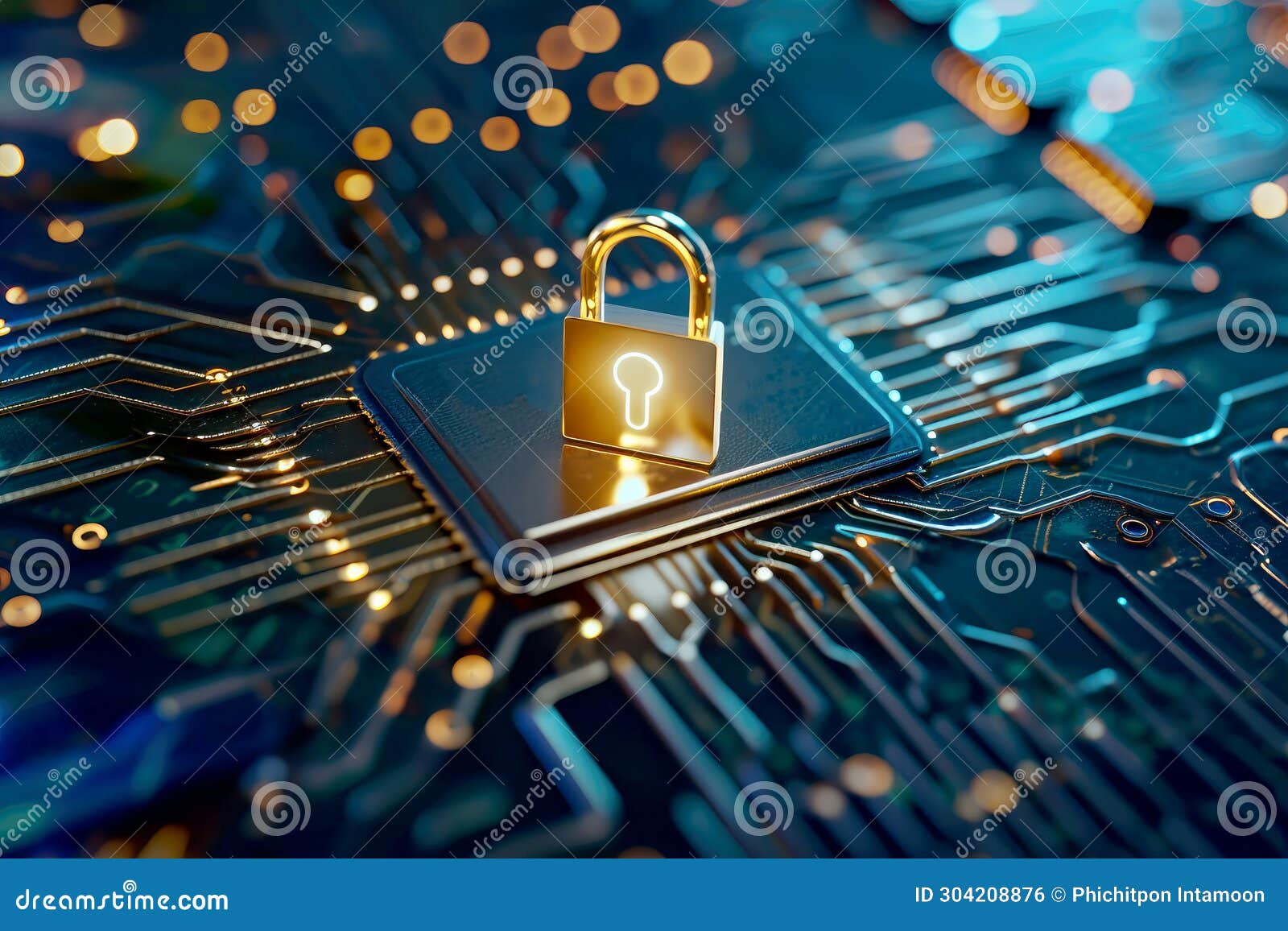 Cyber Security Technology Smart Motherboard Chip .AI Generative Stock ...