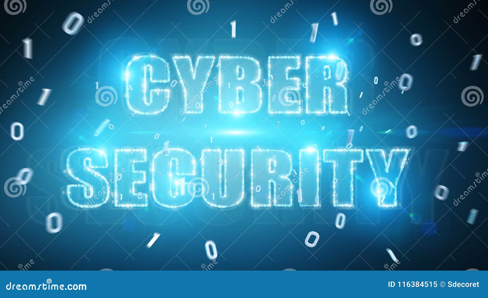 Cyber Security Text Hologram 3D Rendering Stock Illustration ...