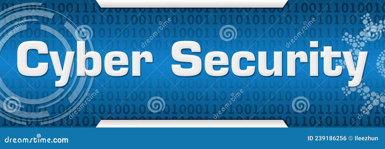 Cyber Security Blue Binary Gear Circle Horizontal Stock Illustration ...