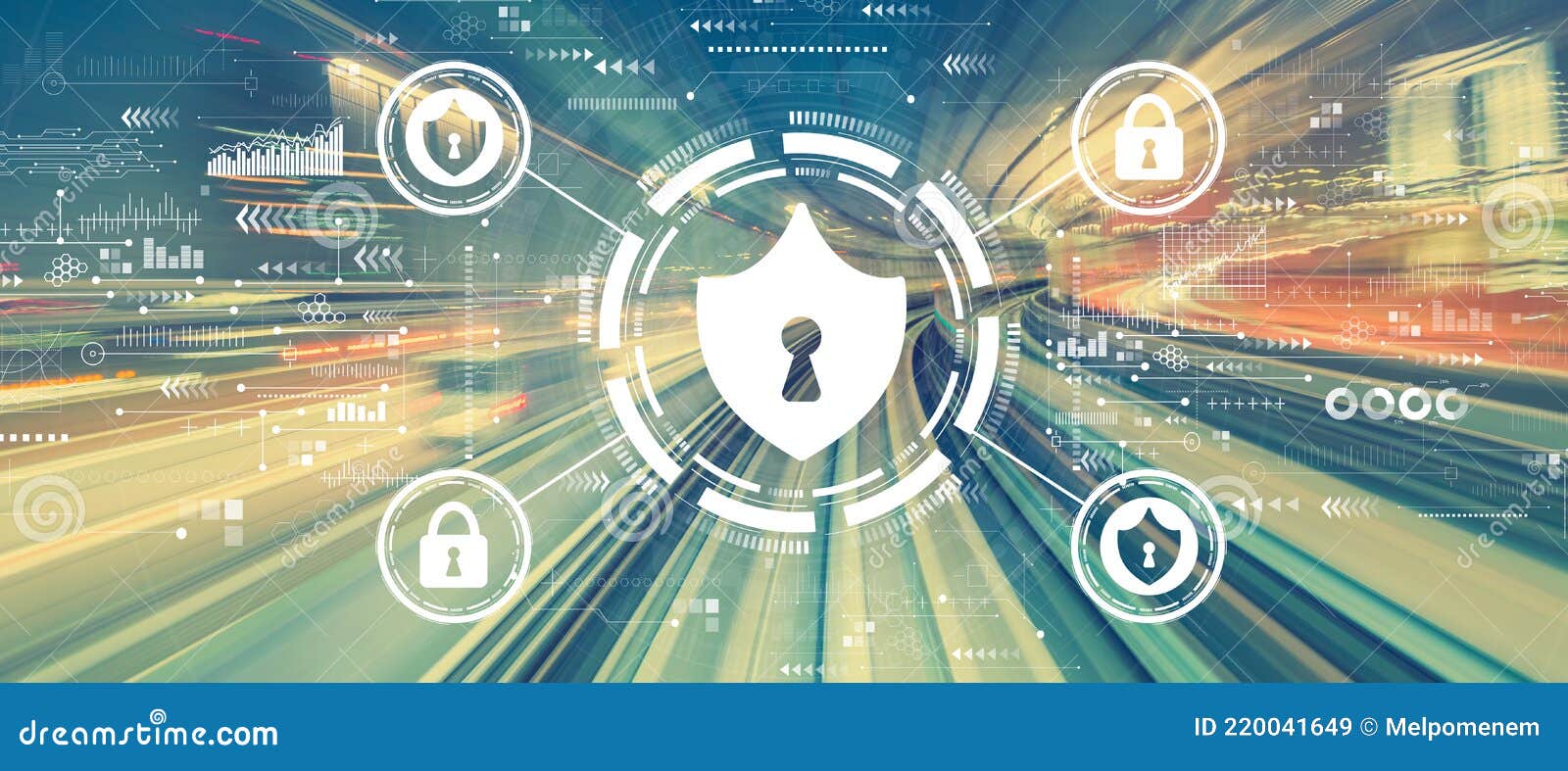 Cyber Security Theme with High Speed Motion Blur Stock Illustration ...