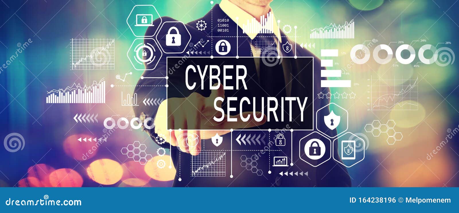 Cyber Security Theme with a Businessman Stock Photo - Image of ...