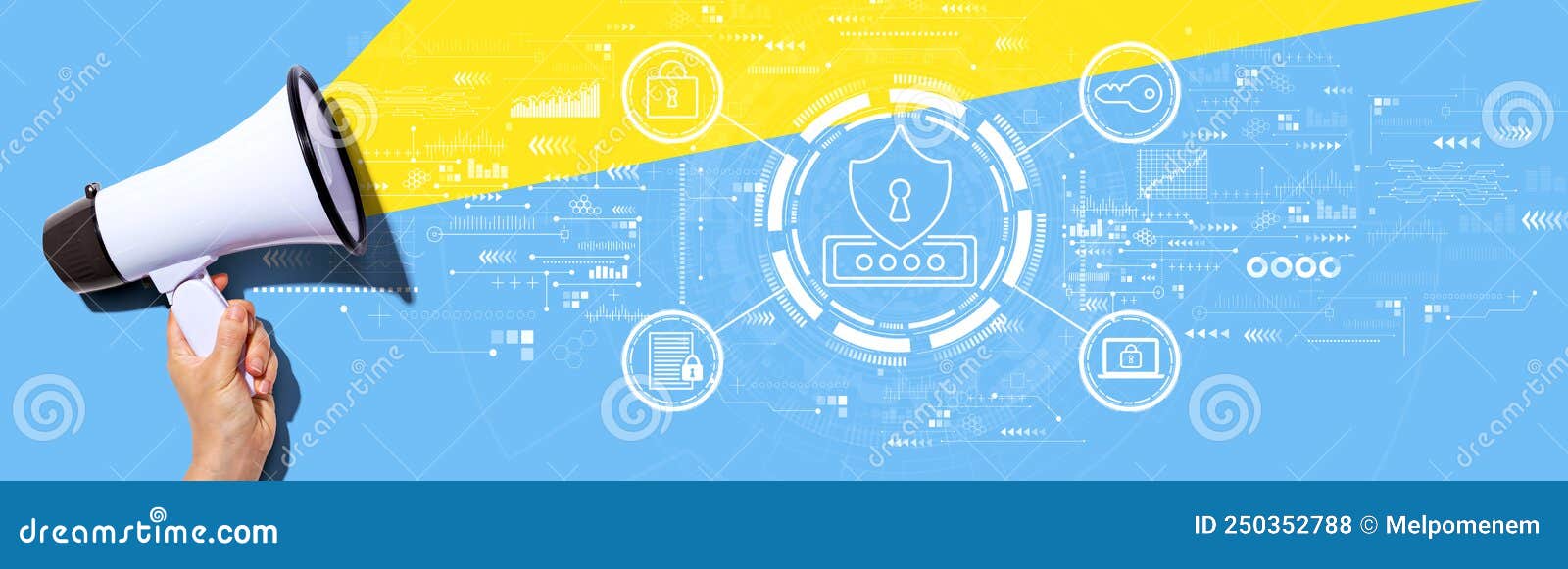 Cyber Security Theme with a Person Holding a Megaphone Stock Photo ...