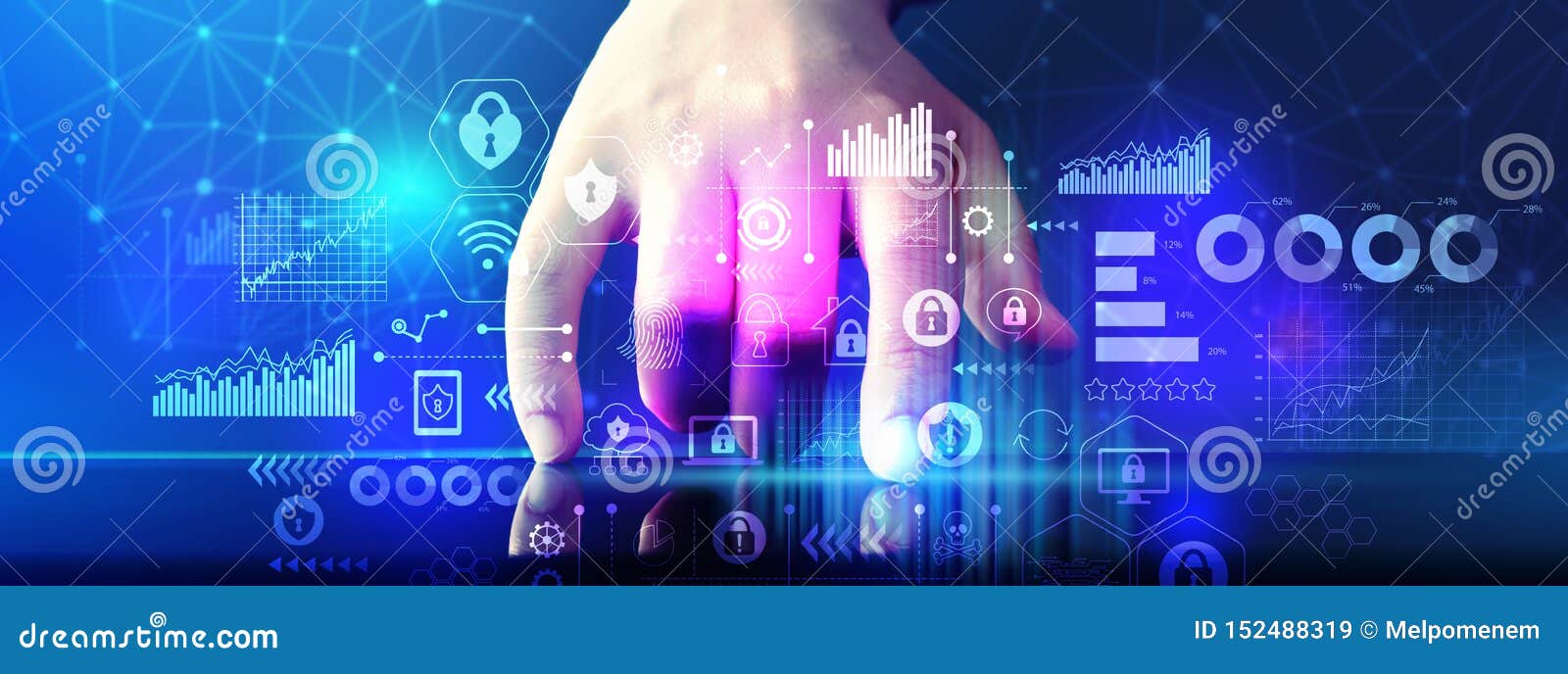 Cyber Security Theme with Tablet Computer Stock Illustration ...