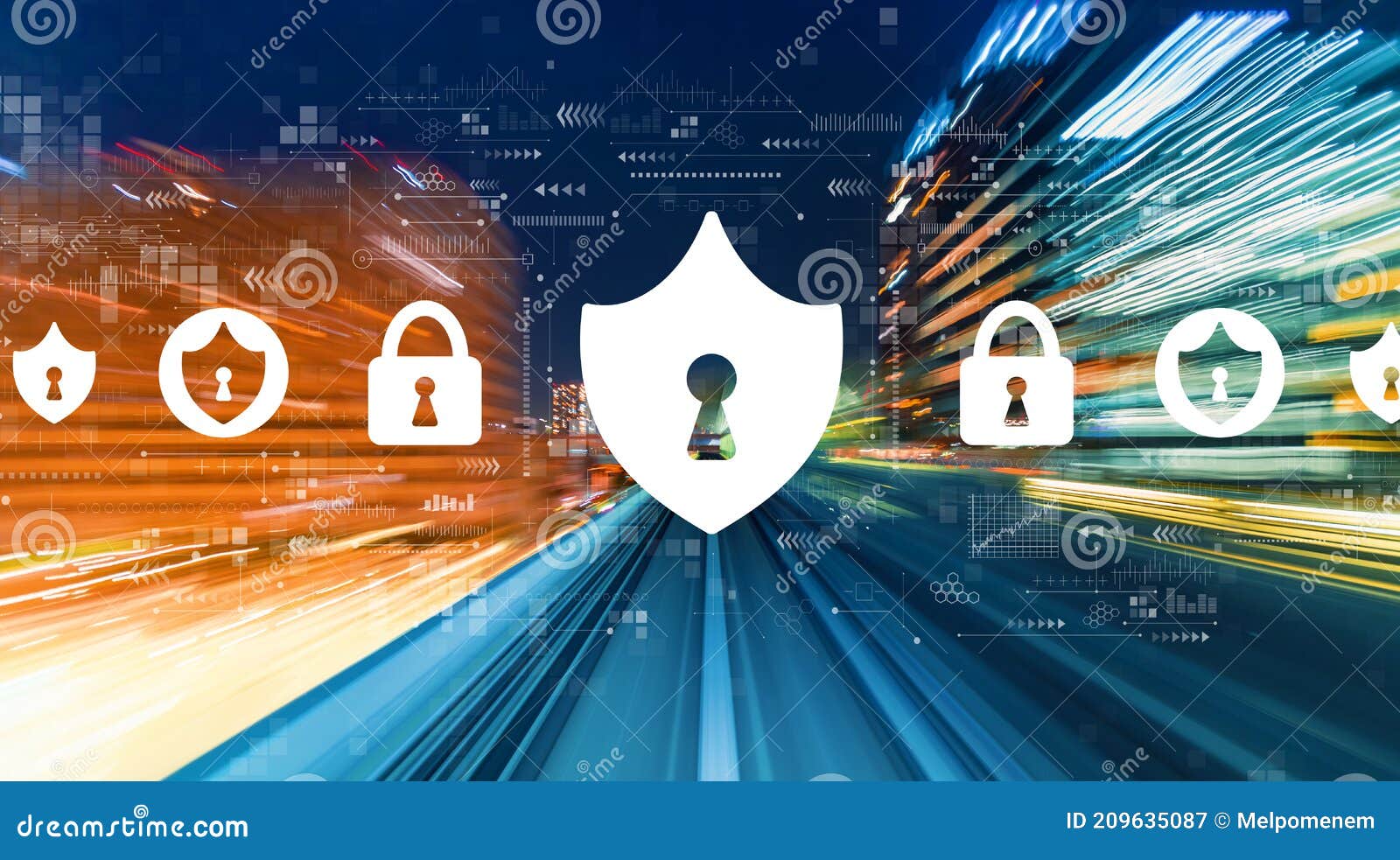 Cyber Security Theme with High Speed Motion Blur Stock Illustration ...