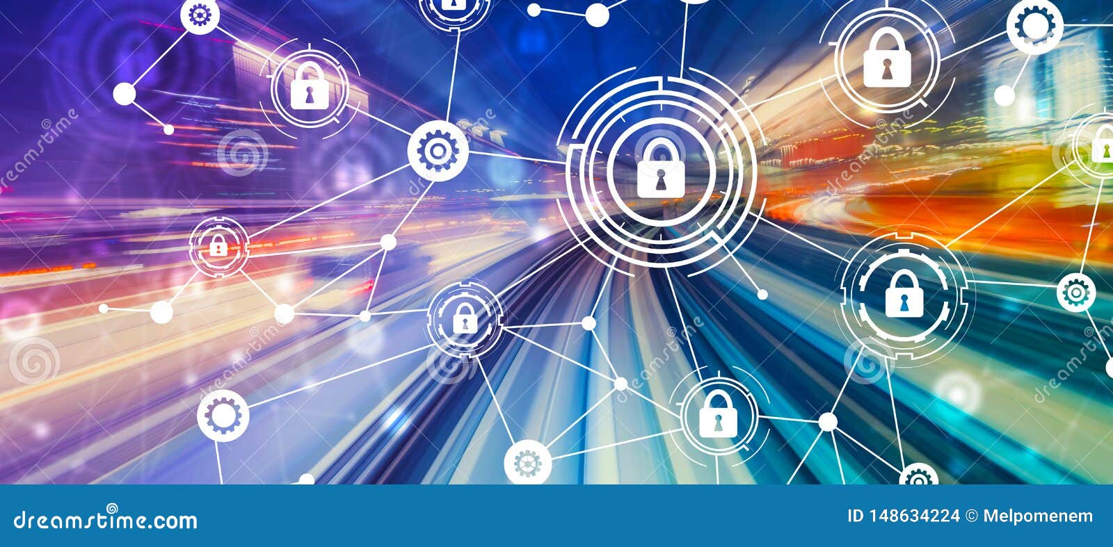 Cyber Security Theme with High Speed Motion Blur Stock Illustration ...