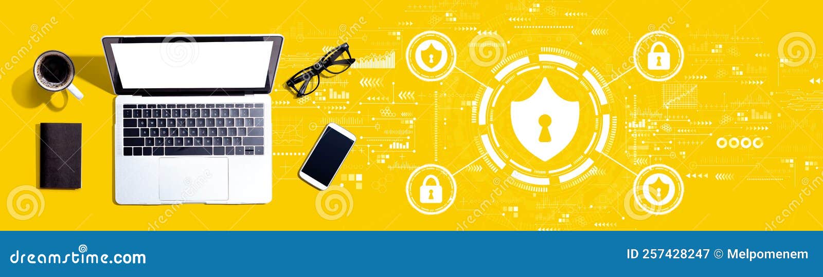 Cyber Security Theme with a Laptop Computer Stock Image - Image of ...