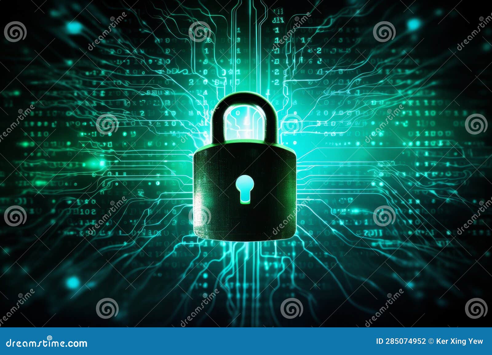 Cyber Security Theme with Padlock Stock Illustration - Illustration of ...