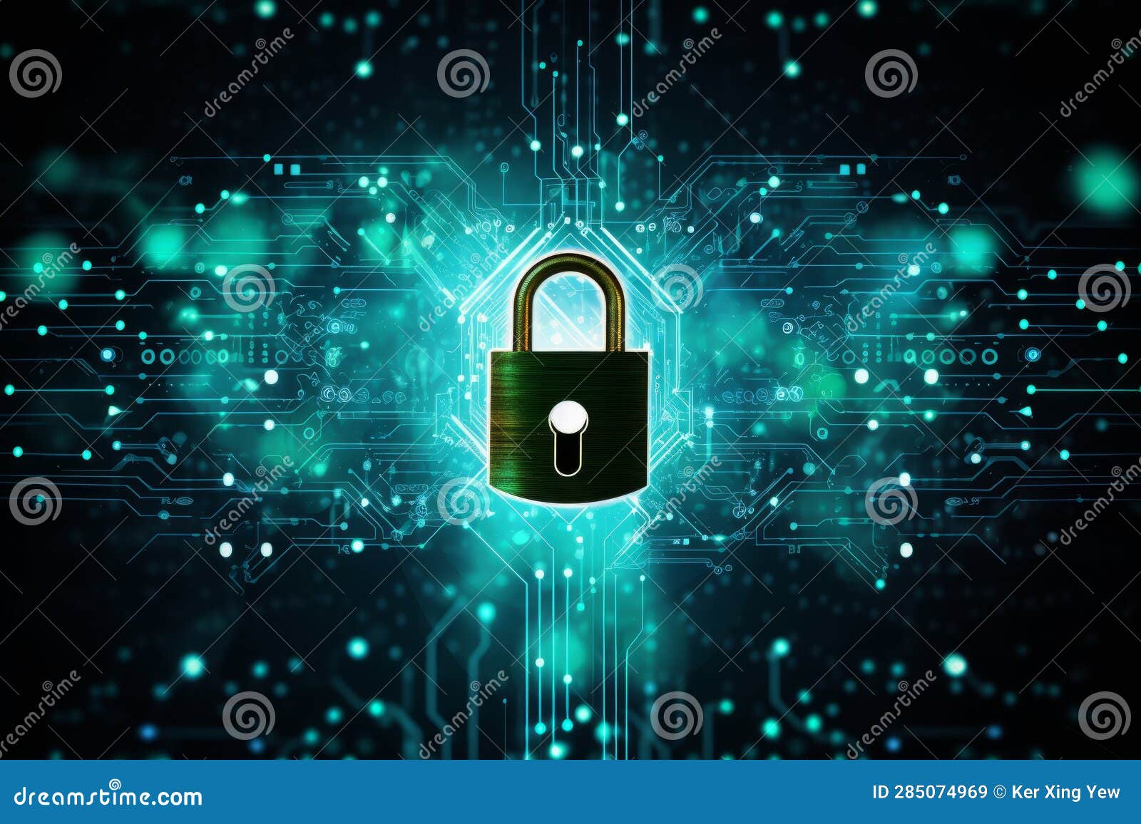 Cyber Security Theme with Padlock Stock Illustration - Illustration of ...