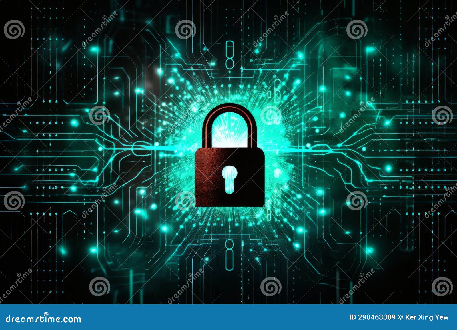Cyber Security Theme with Padlock Stock Illustration - Illustration of ...