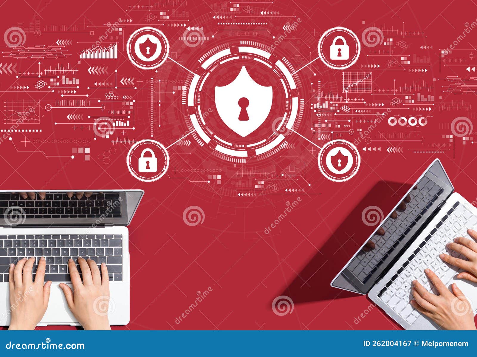 Cyber Security Theme with People Working Together Stock Image - Image ...