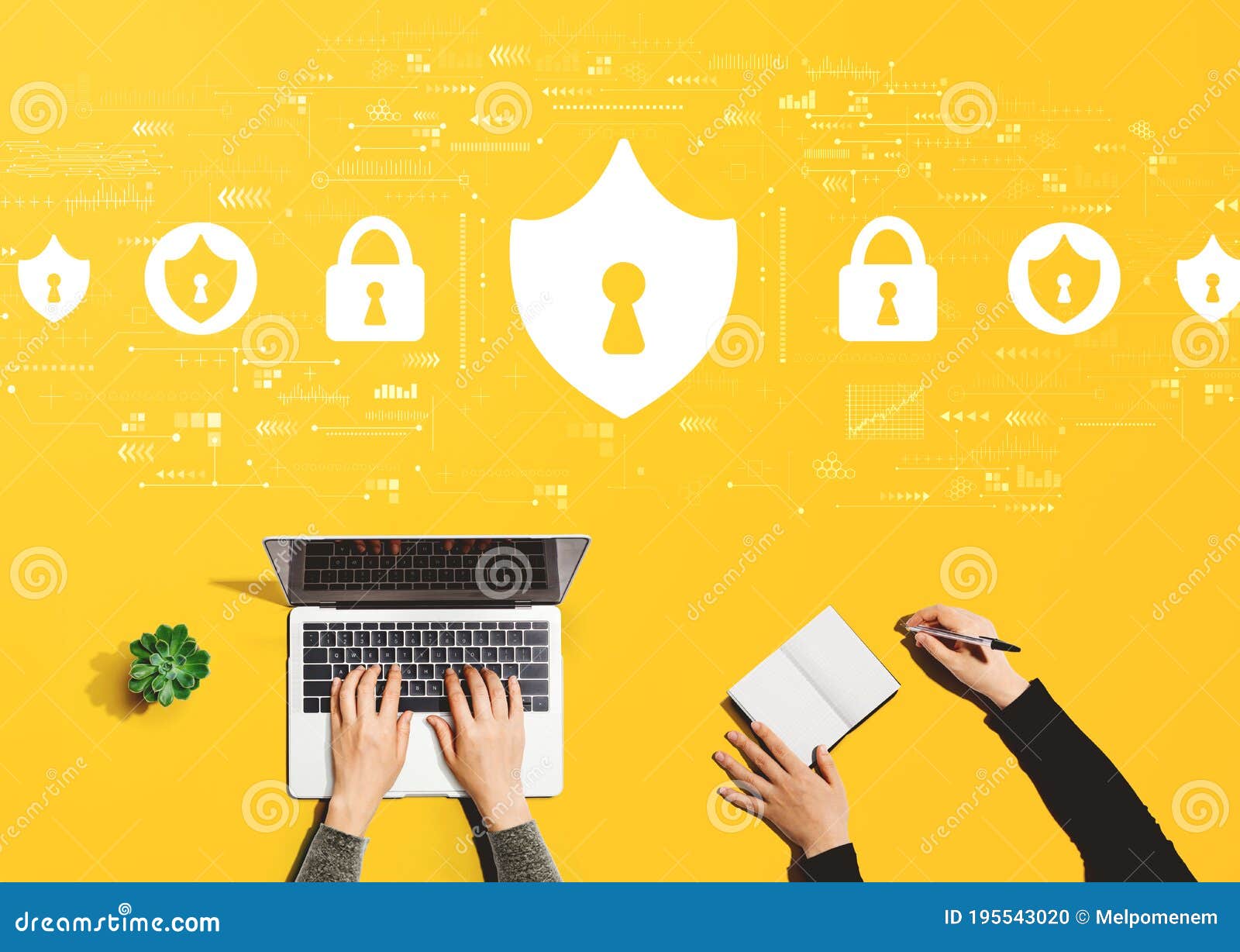 Cyber Security Theme with People Working Together Stock Photo - Image ...