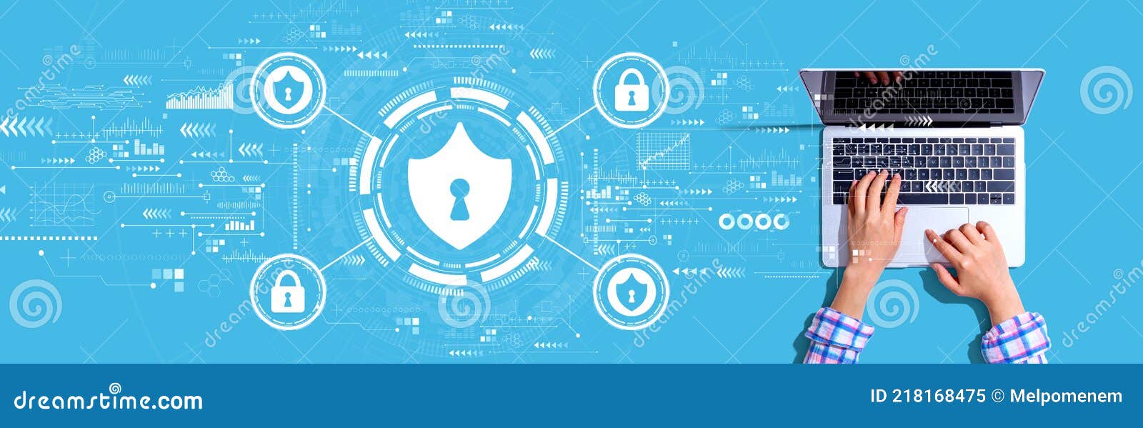Cyber Security Theme with Person Using a Laptop Stock Image - Image of ...