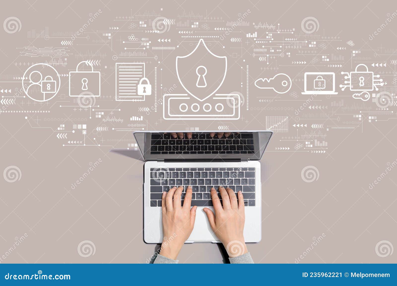 Cyber Security Theme with Person Using Laptop Stock Image - Image of ...